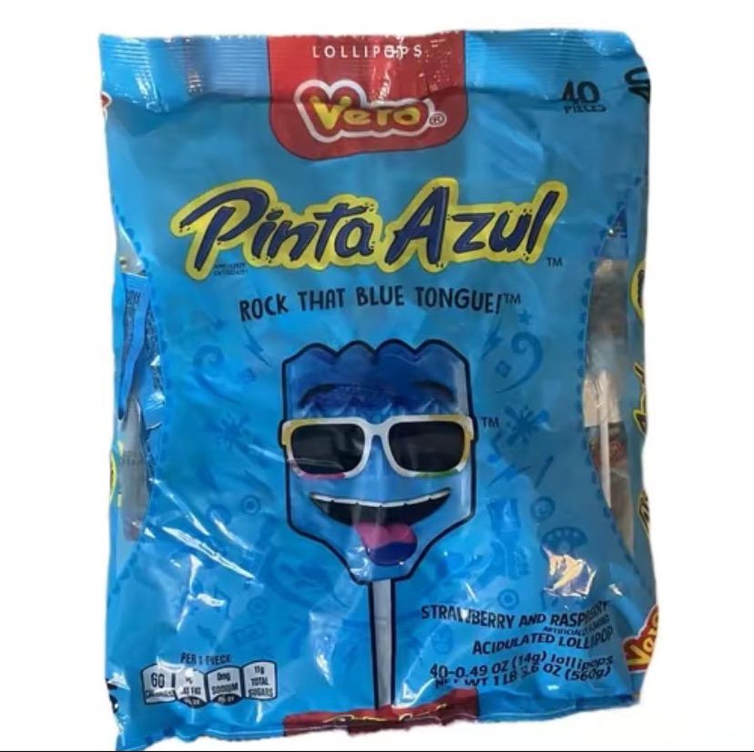 Vero Pinta Azul Strawberry and Raspberry Flavored Lollipops- 40 Pieces ...