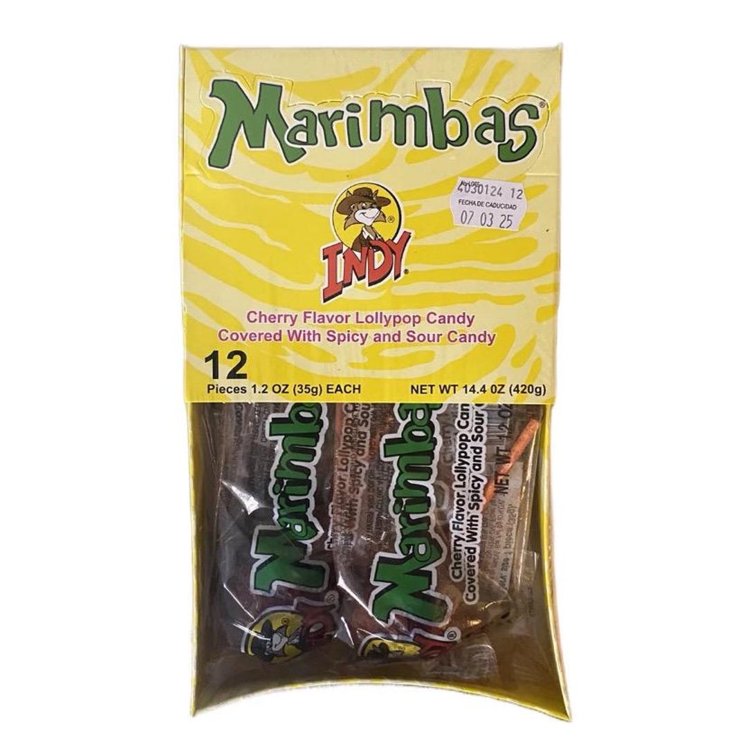 Indy Marimbas- Cherry Flavored Lollipop Covered in a Spicy and Sour ...