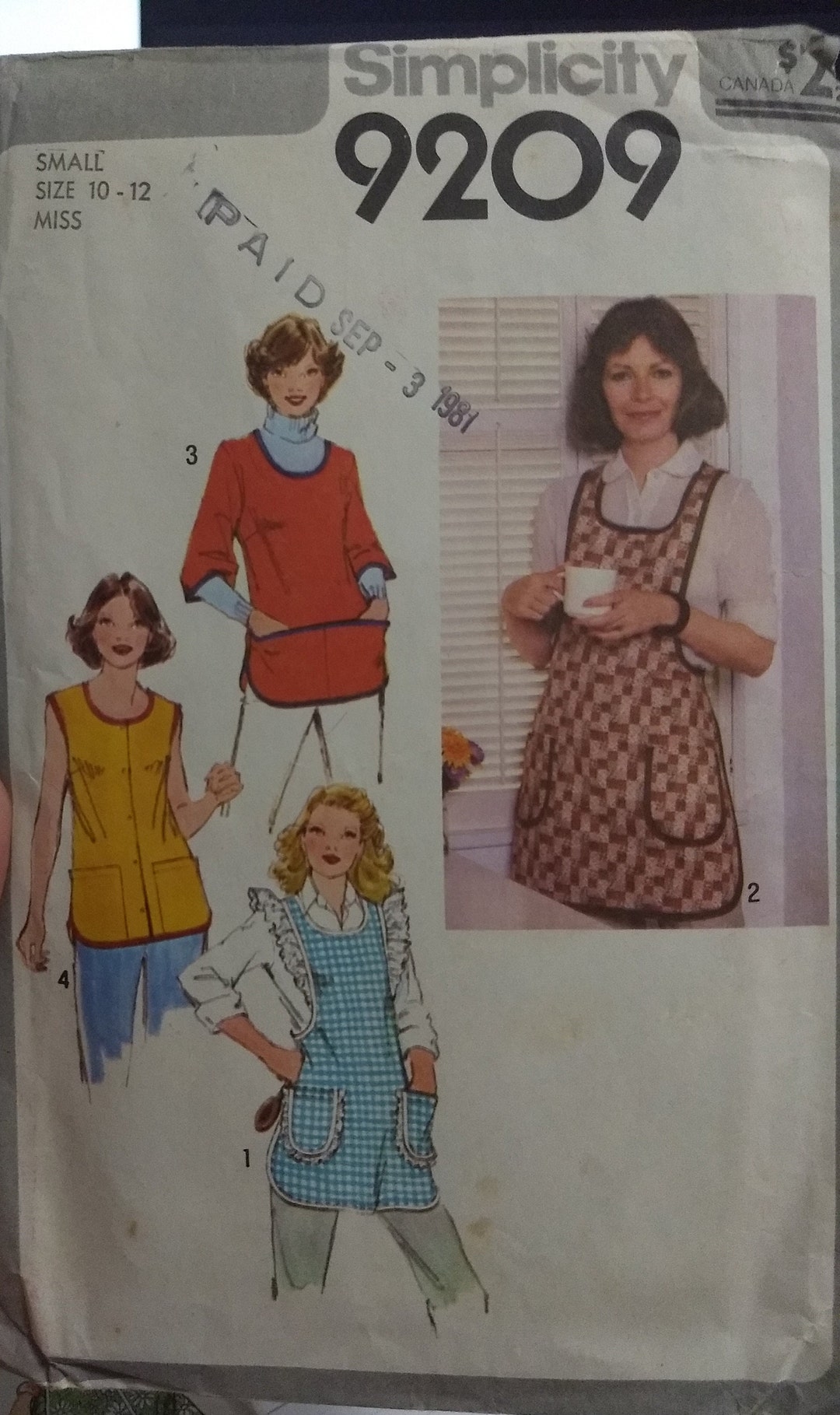 Simplicity 9209 Apron Pattern - Etsy