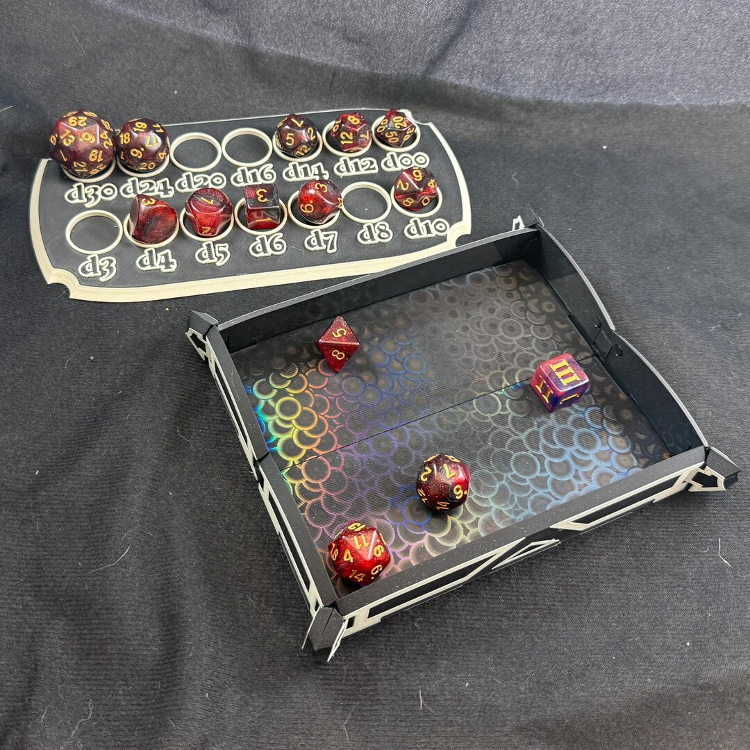 DCC/MCC Dice Caddy and Tray - Black/white Fantasy - Foldable! - Etsy