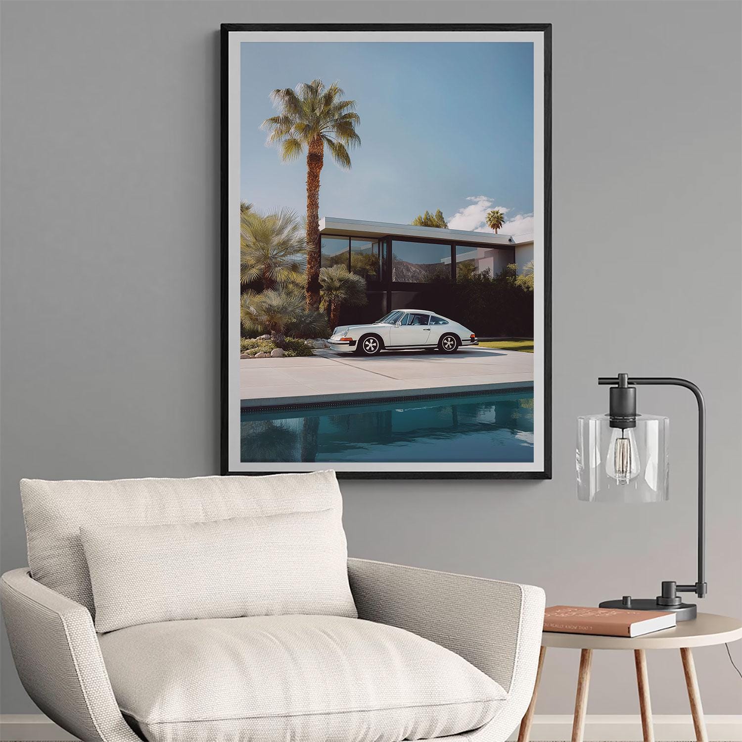 Vintage Porsche by Palm Springs Pool Aesthetic Wall Art Luxury Car ...