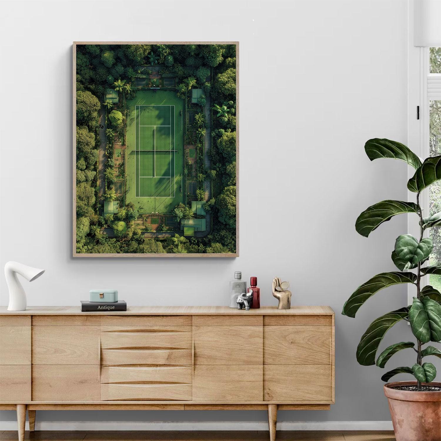Tropical Tennis Court Wall Art Print Green Hawaii Jungle Aerial View ...