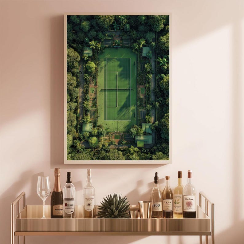 Tropical Tennis Court Wall Art Print Green Hawaii Jungle Aerial View ...