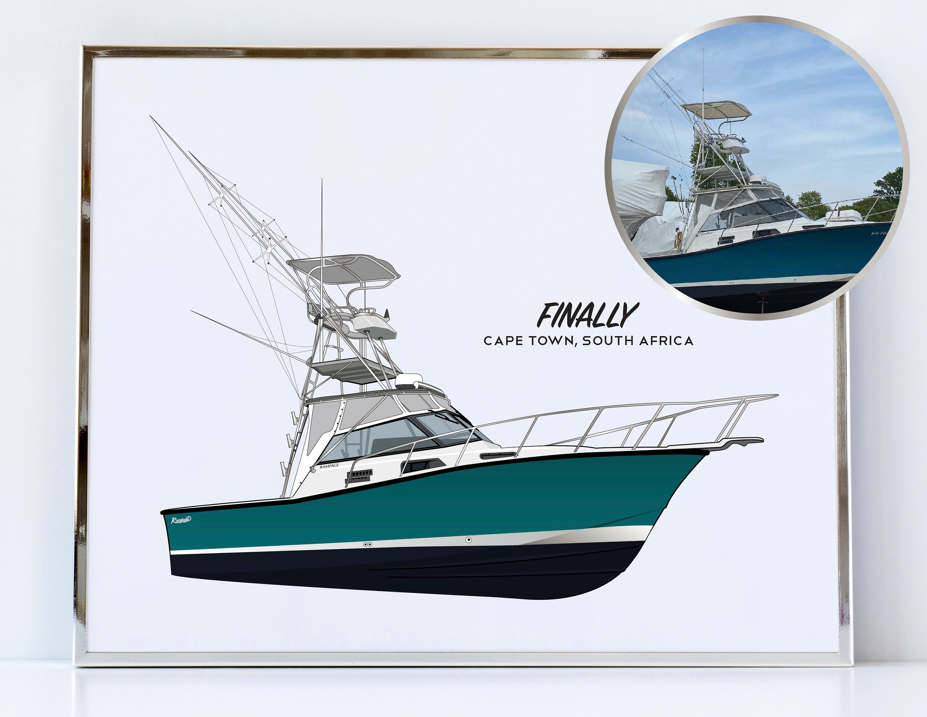 Custom Boat Portrait Drawing / Personalized Boat Illustration / Vector ...