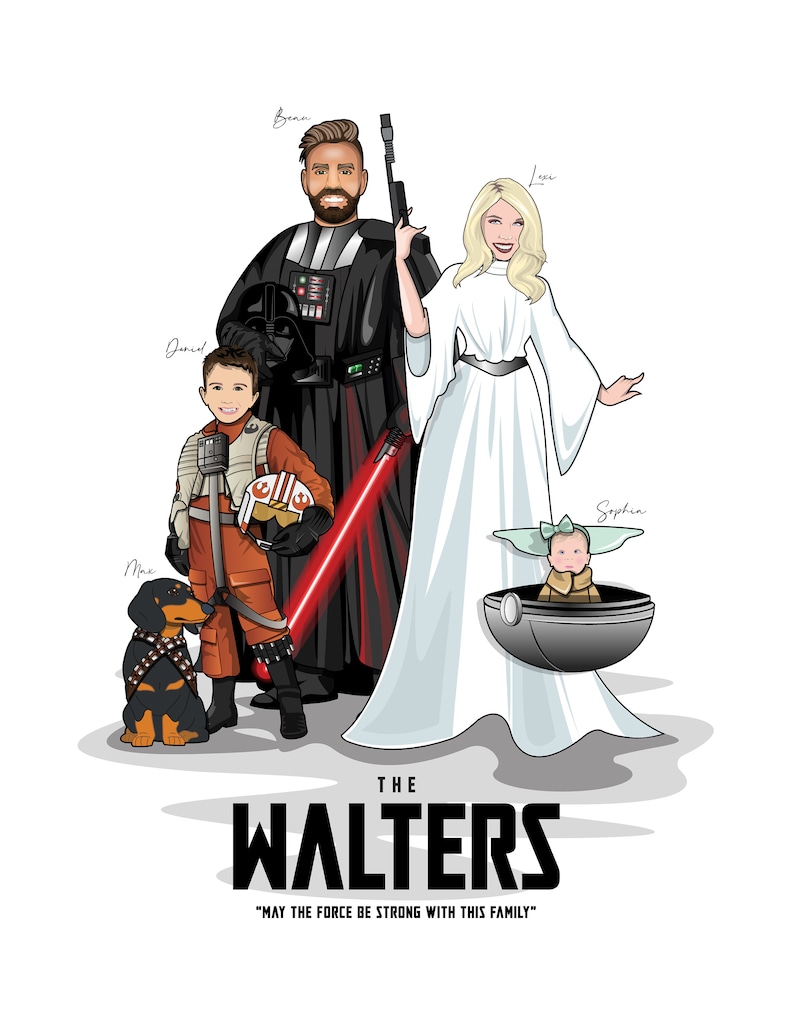 Custom Star Wars Couple Portrait Drawing / Star Wars Portrait From ...