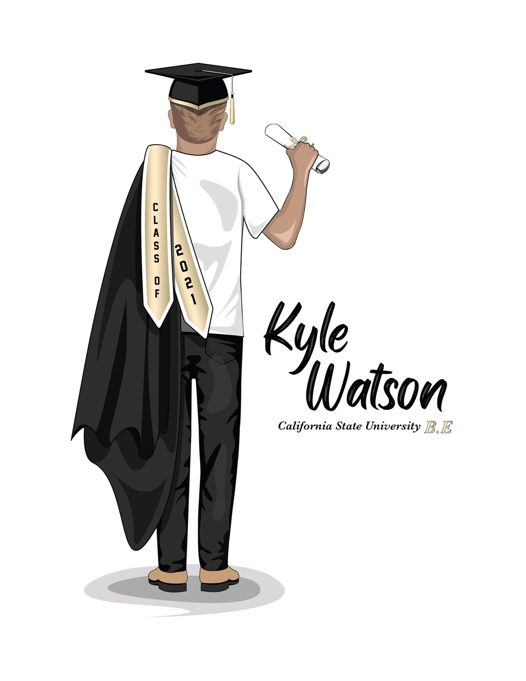 Custom Graduation Portrait Illustration / Personalized Graduation ...