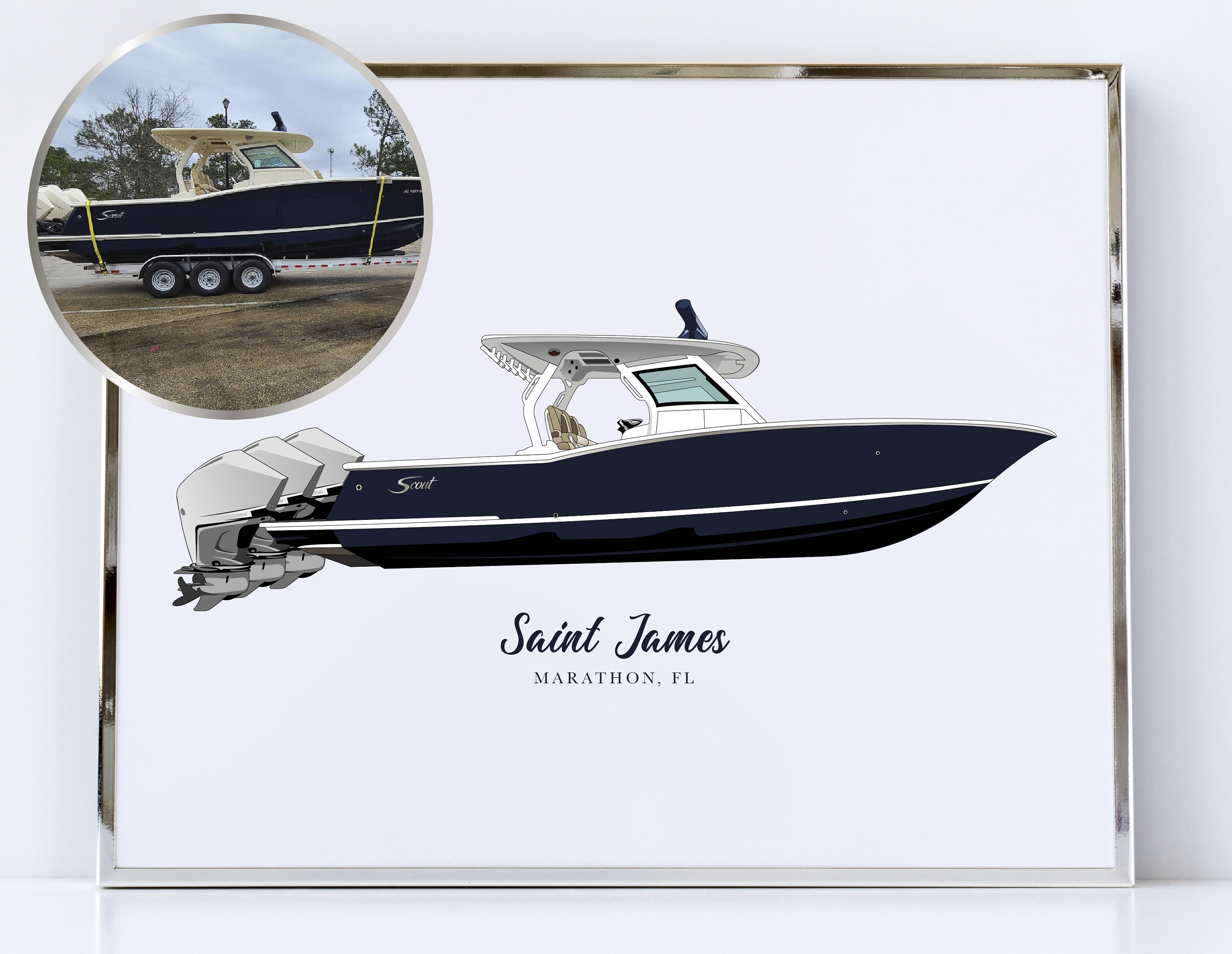 Custom Boat Portrait Drawing / Personalized Boat Illustration / Vector ...