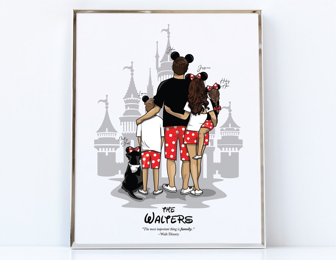 Personalized Disney Family Portrait Drawing / Custom Disney Family ...