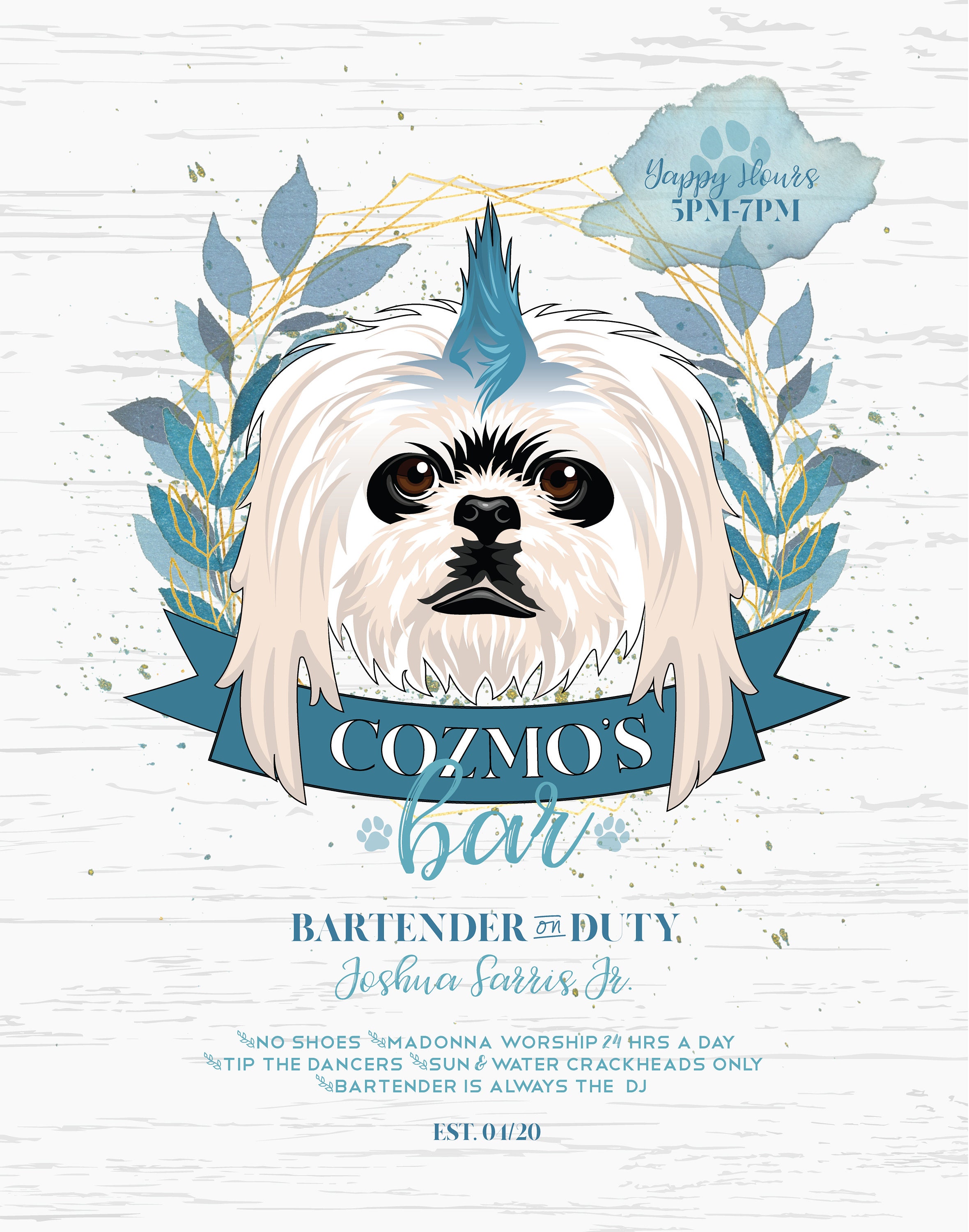 Custom Pet Bar Sign / Personalized Pet Bar Portrait | Etsy