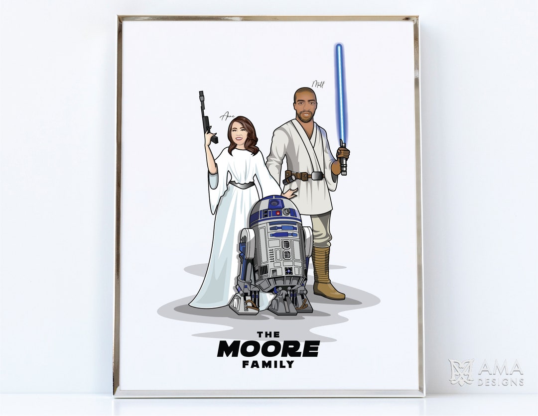 Custom Star Wars Couple Portrait Drawing / Star Wars Portrait From ...