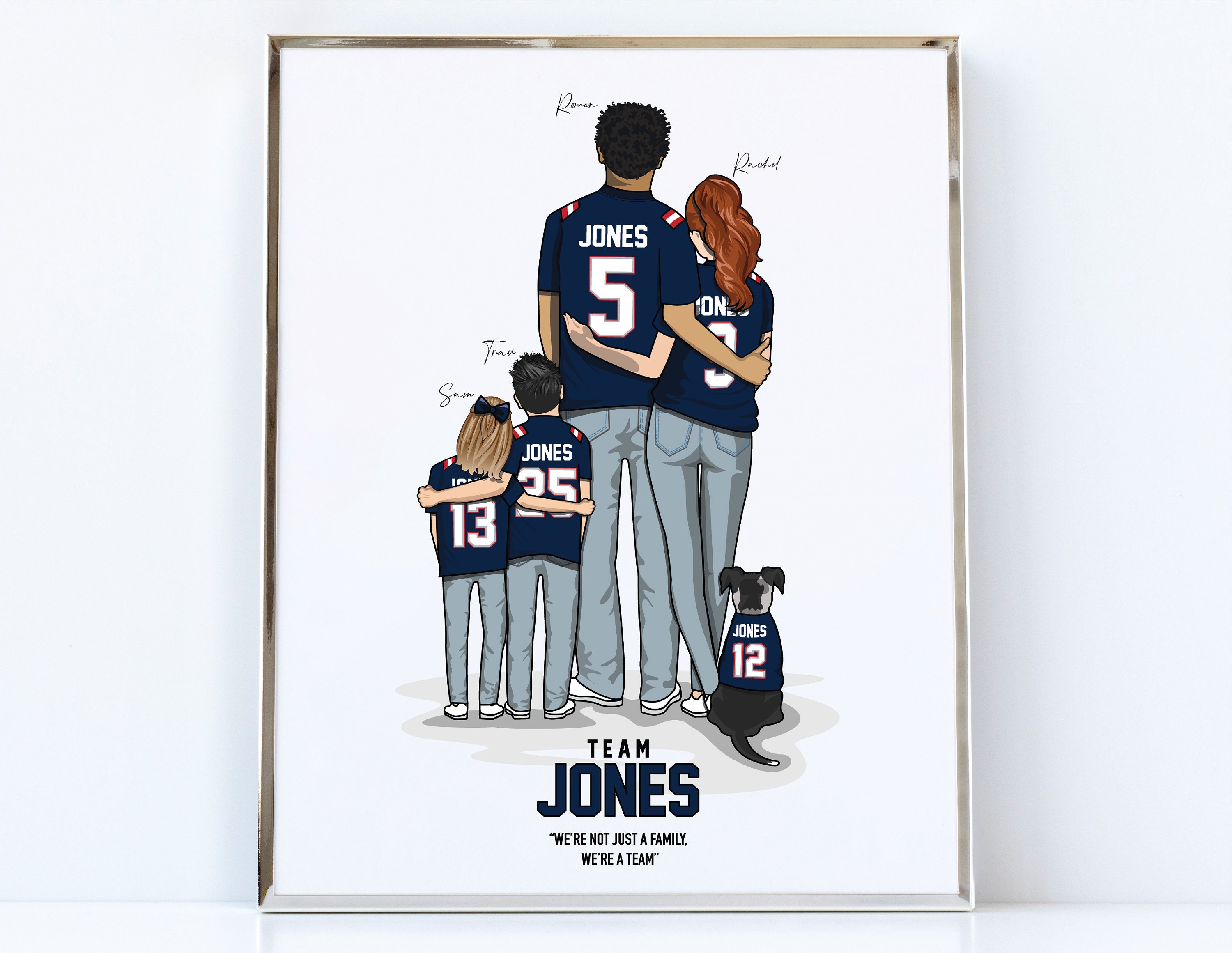 Custom Football Family Portrait Illustration / Personalized Football ...