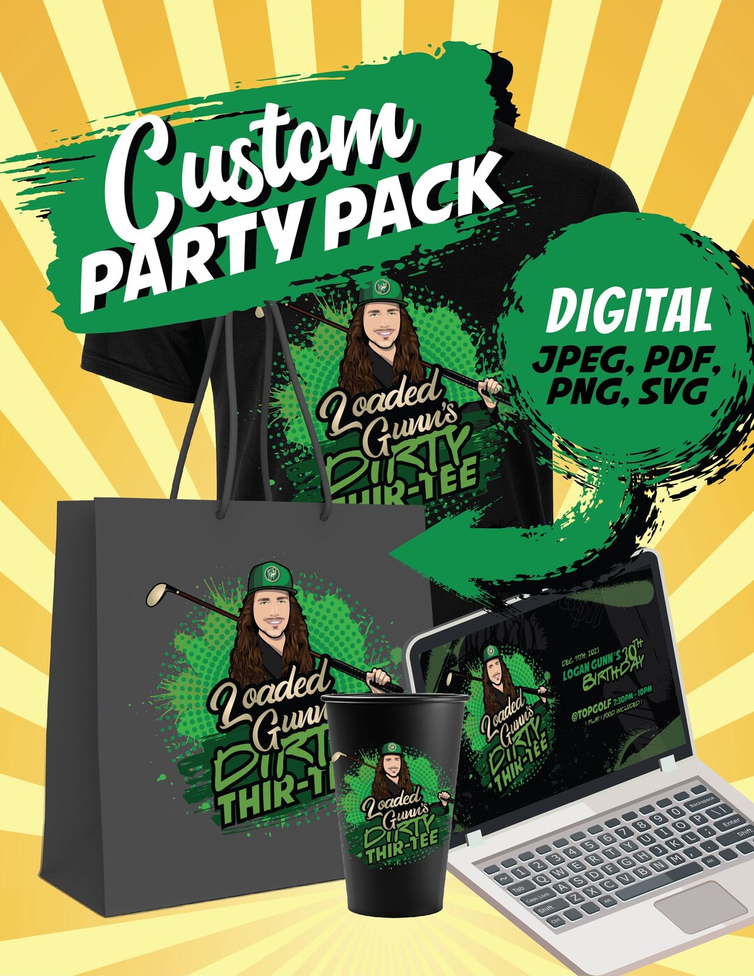 Custom Digital Party Pack / Digital Personalized Party Decorations ...