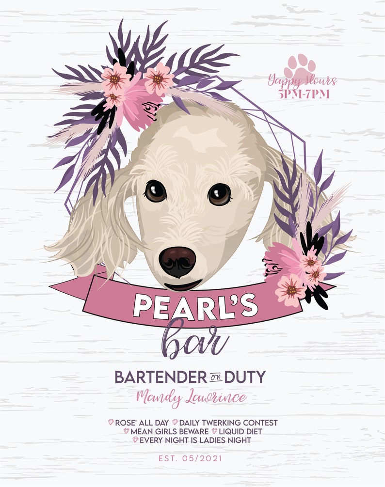 Custom Pet Bar Sign / Personalized Pet Bar Portrait - Etsy
