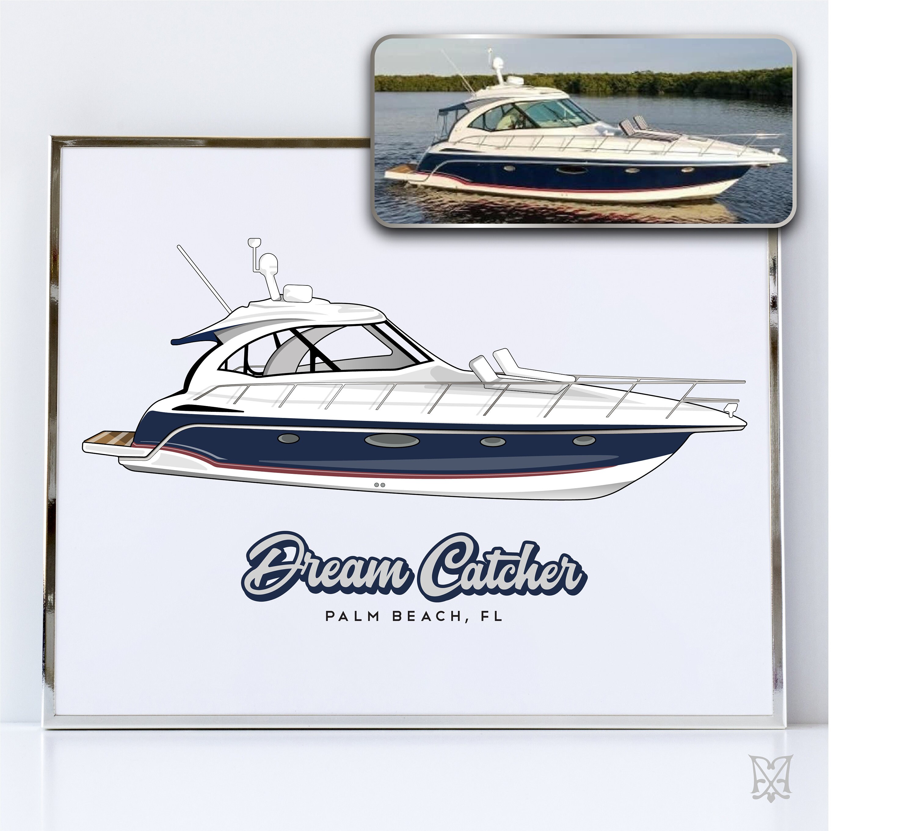 Vector Boat Portrait Illustration/ Custom Boat Drawing From | Etsy