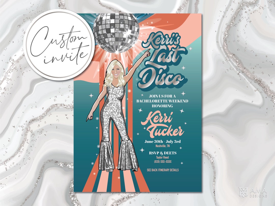Last Disco Bachelorette Party Invitation/custom Bachelorette Party ...