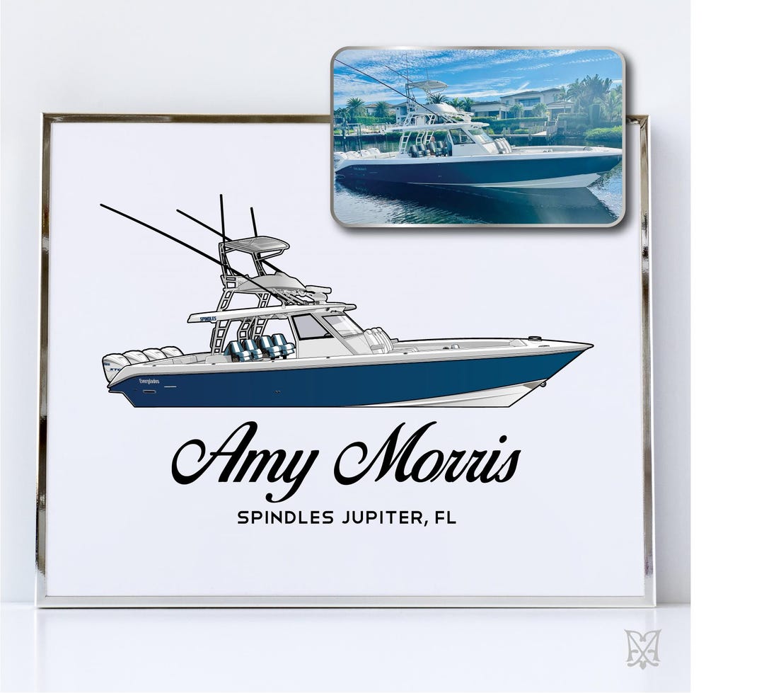 Custom Boat Portrait Drawing / Personalized Boat Illustration / Vector ...