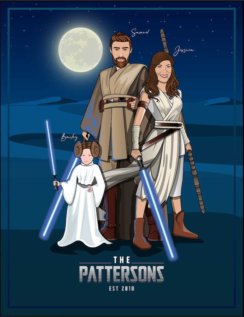 Custom Star Wars Family Portrait From Photo / Custom Star Wars - Etsy