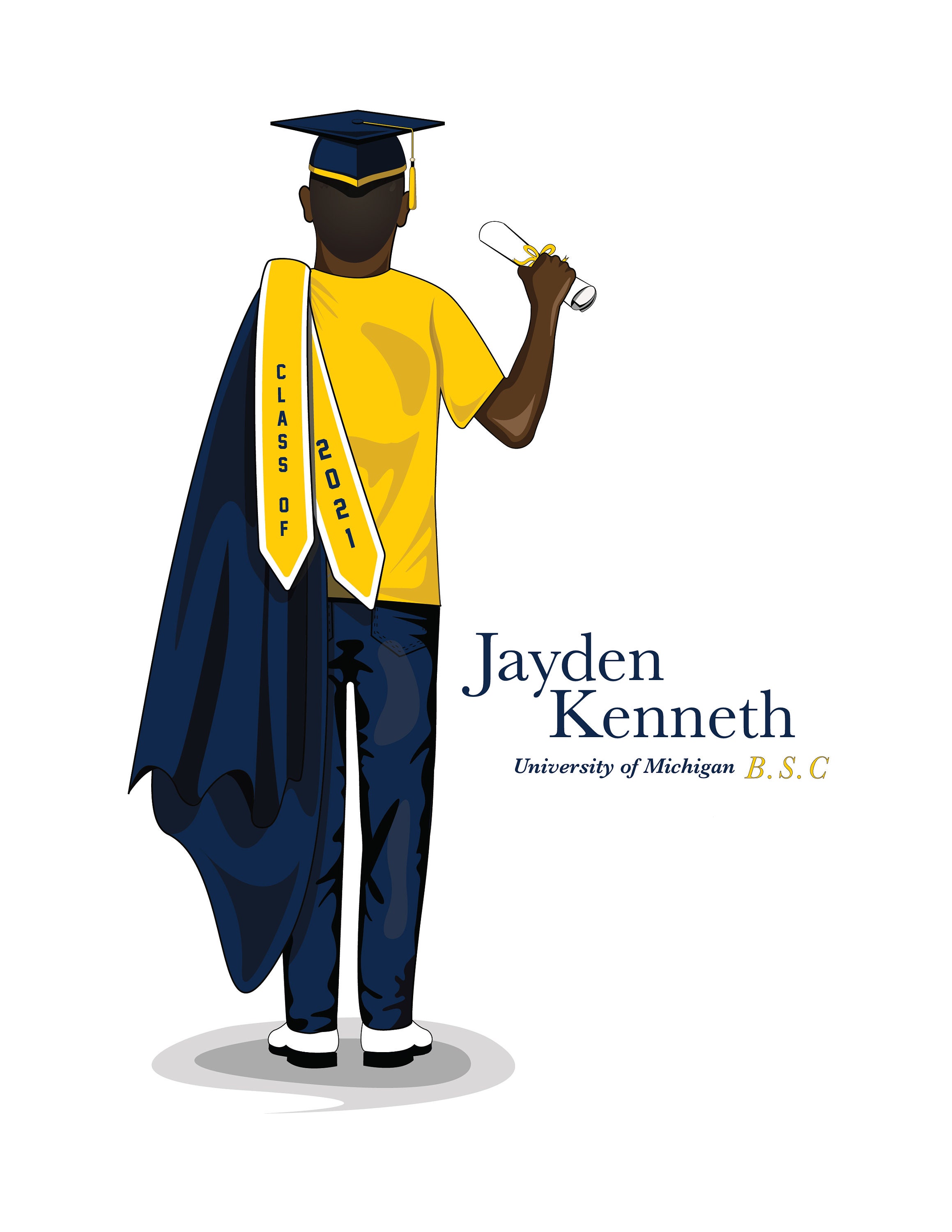 Custom Graduation Portrait Illustration / Personalized - Etsy