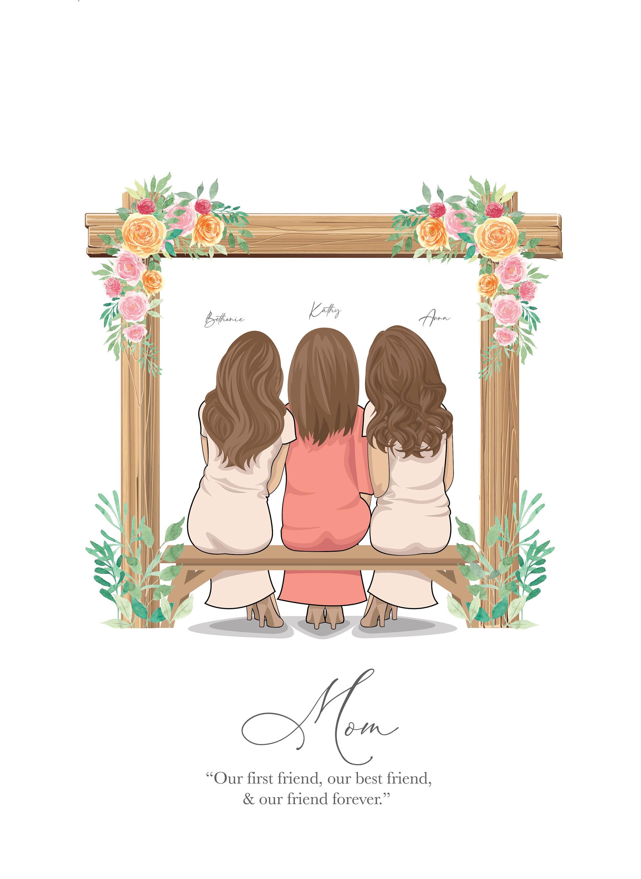 Custom Mother's Day Portrait Drawing / Personalized Mom - Etsy UK