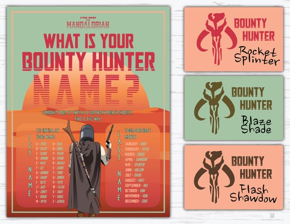 Printable what is Your Bounty Hunter Name Flyer & | Etsy