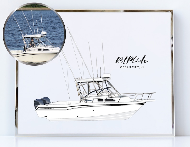 Custom Boat Portrait / Custom Boat Drawing / Custom Vector | Etsy