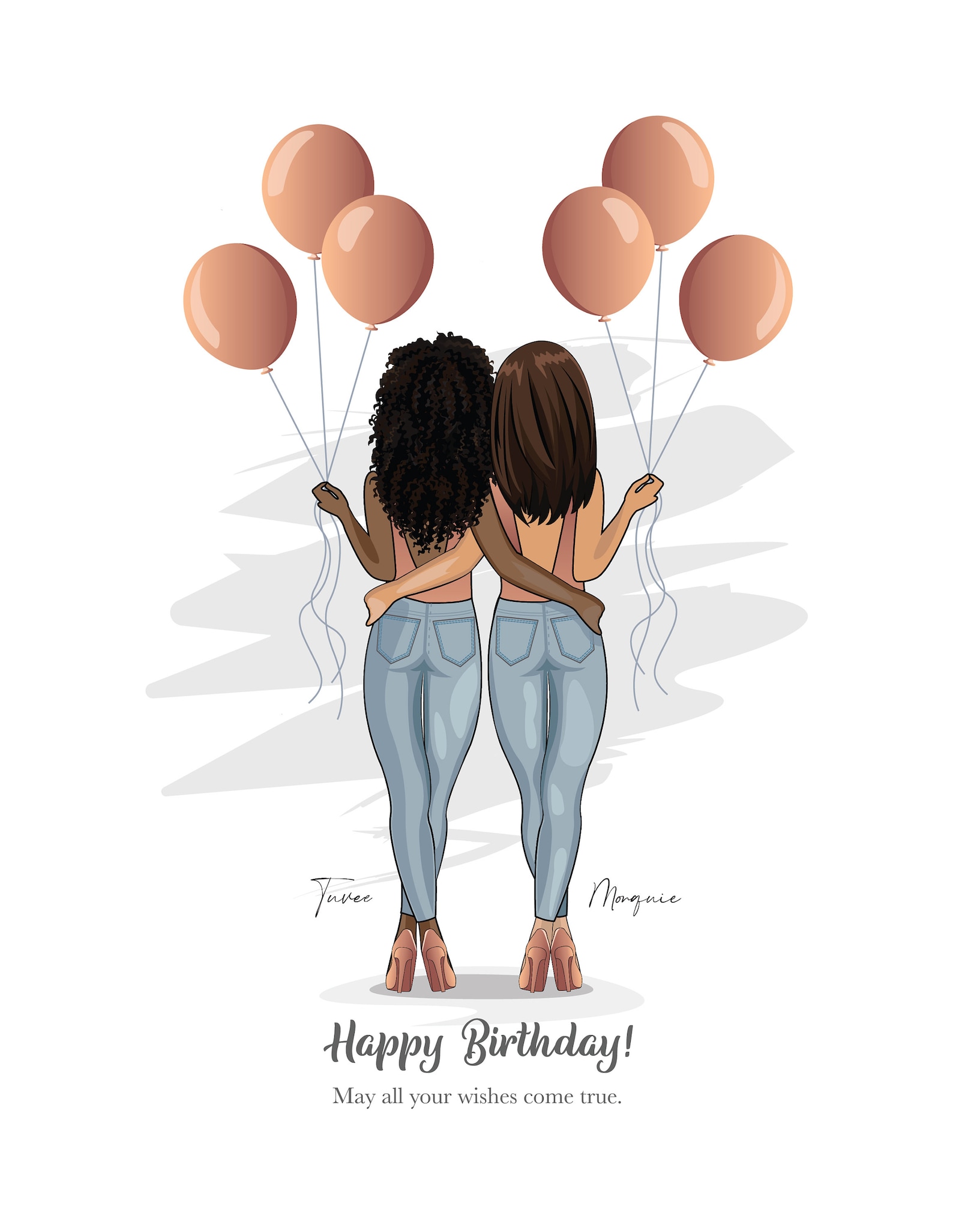 Custom Best Friend Happy Birthday Drawing / Best Friend - Etsy UK