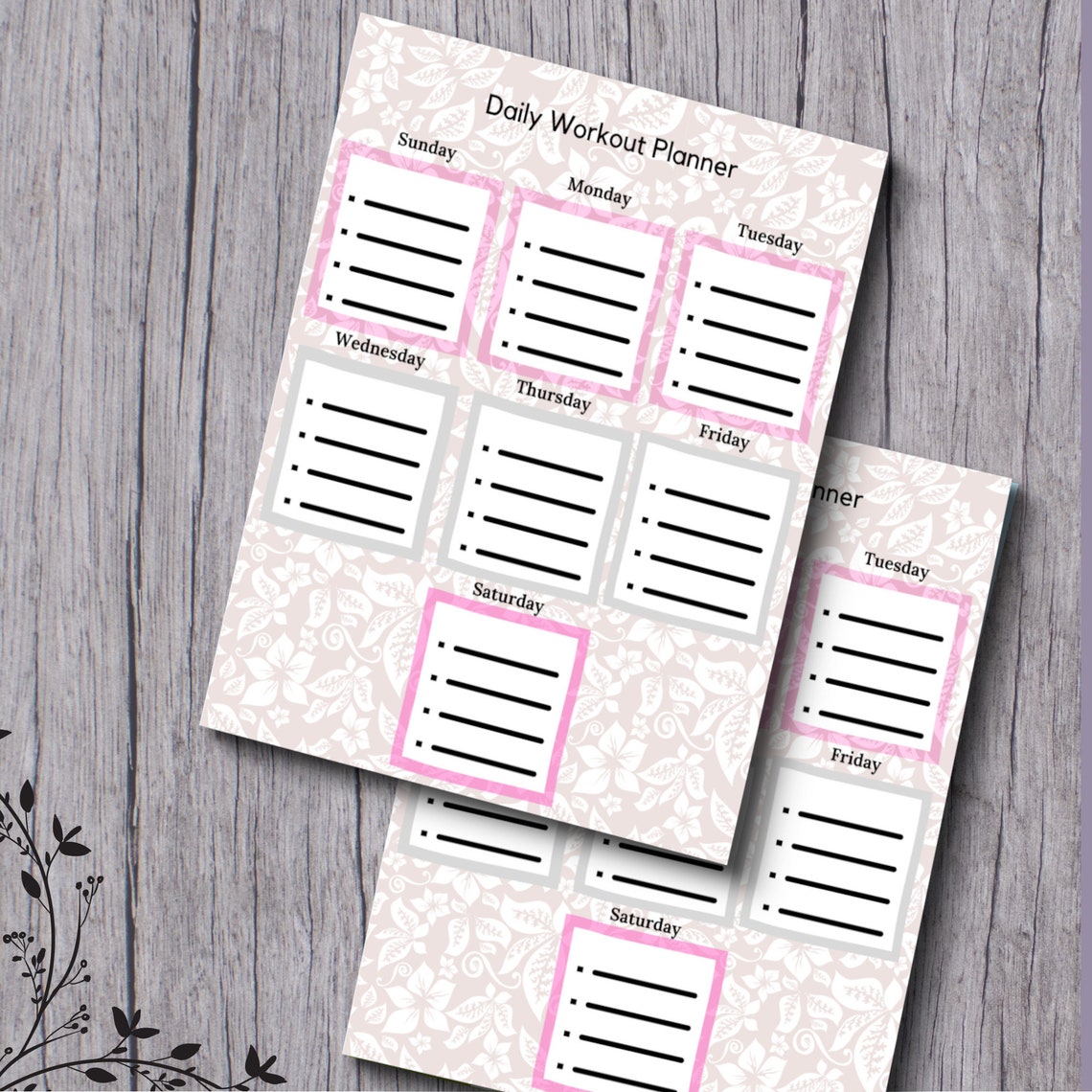 PRINTABLE Daily Workout Planner Simple Exercise Exercise - Etsy