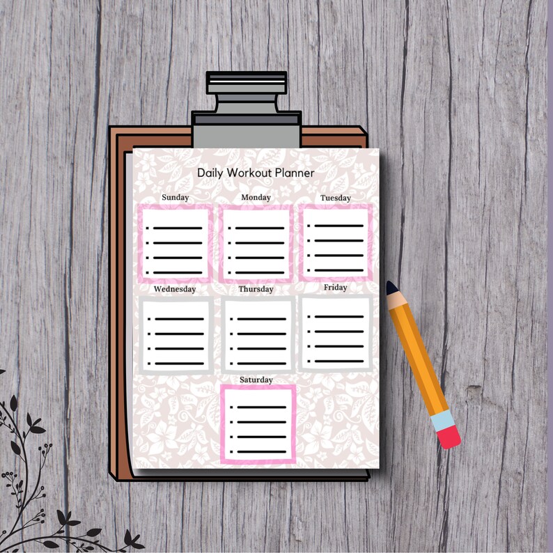 PRINTABLE Daily Workout Planner, Simple Exercise, Exercise Planner ...