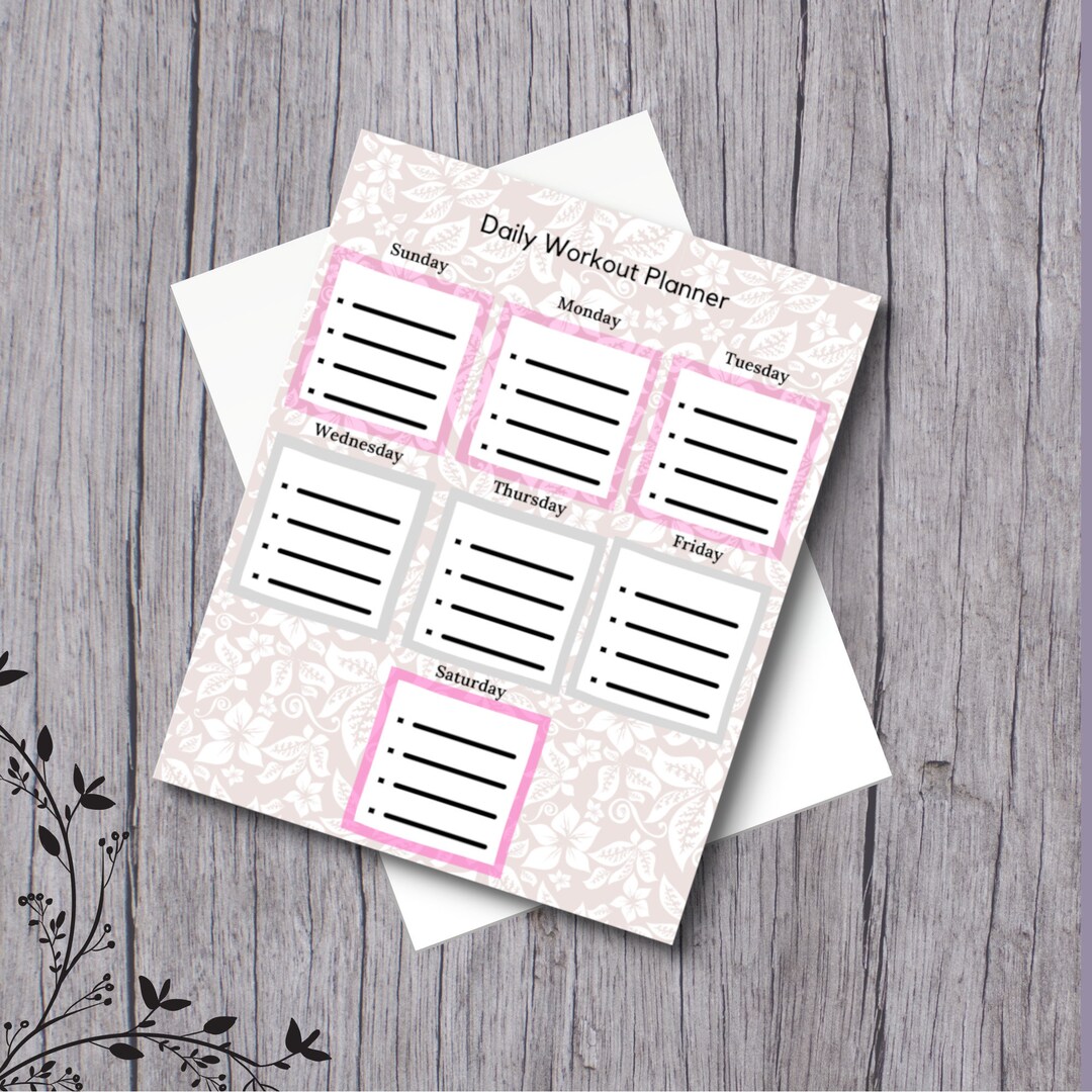 PRINTABLE Daily Workout Planner, Simple Exercise, Exercise Planner ...