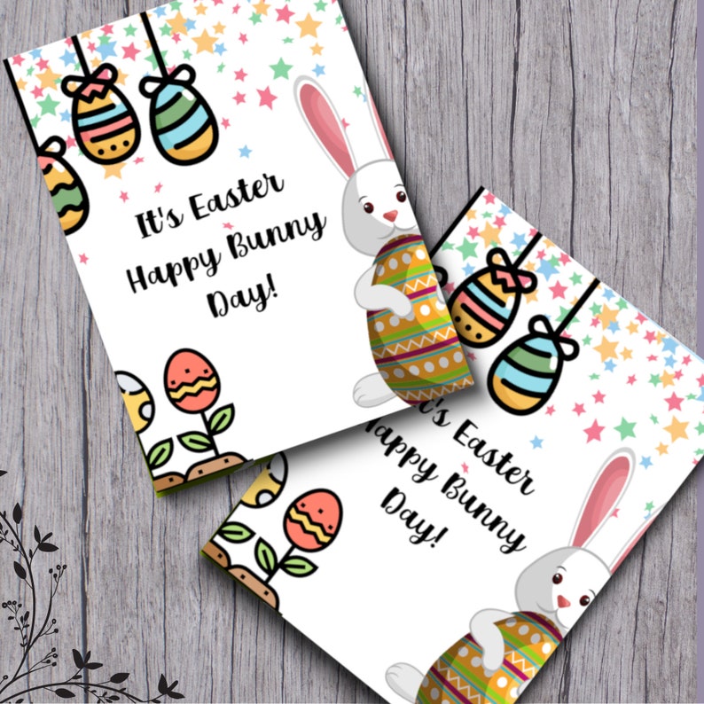 PRINTABLE 5x 7 It's Easter Happy Bunny Day Card, Easter Bunny Card ...