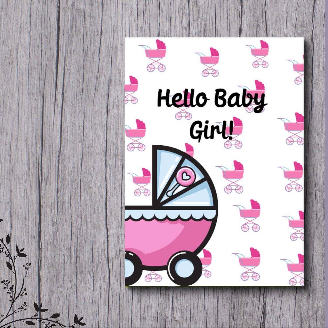 PRINTABLE Hello Baby Girl Card 5x 7, New Daughter Card, New Baby Girl ...