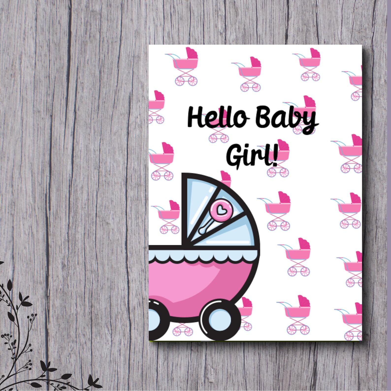 PRINTABLE Hello Baby Girl Card 5x 7, New Daughter Card, New Baby Girl ...