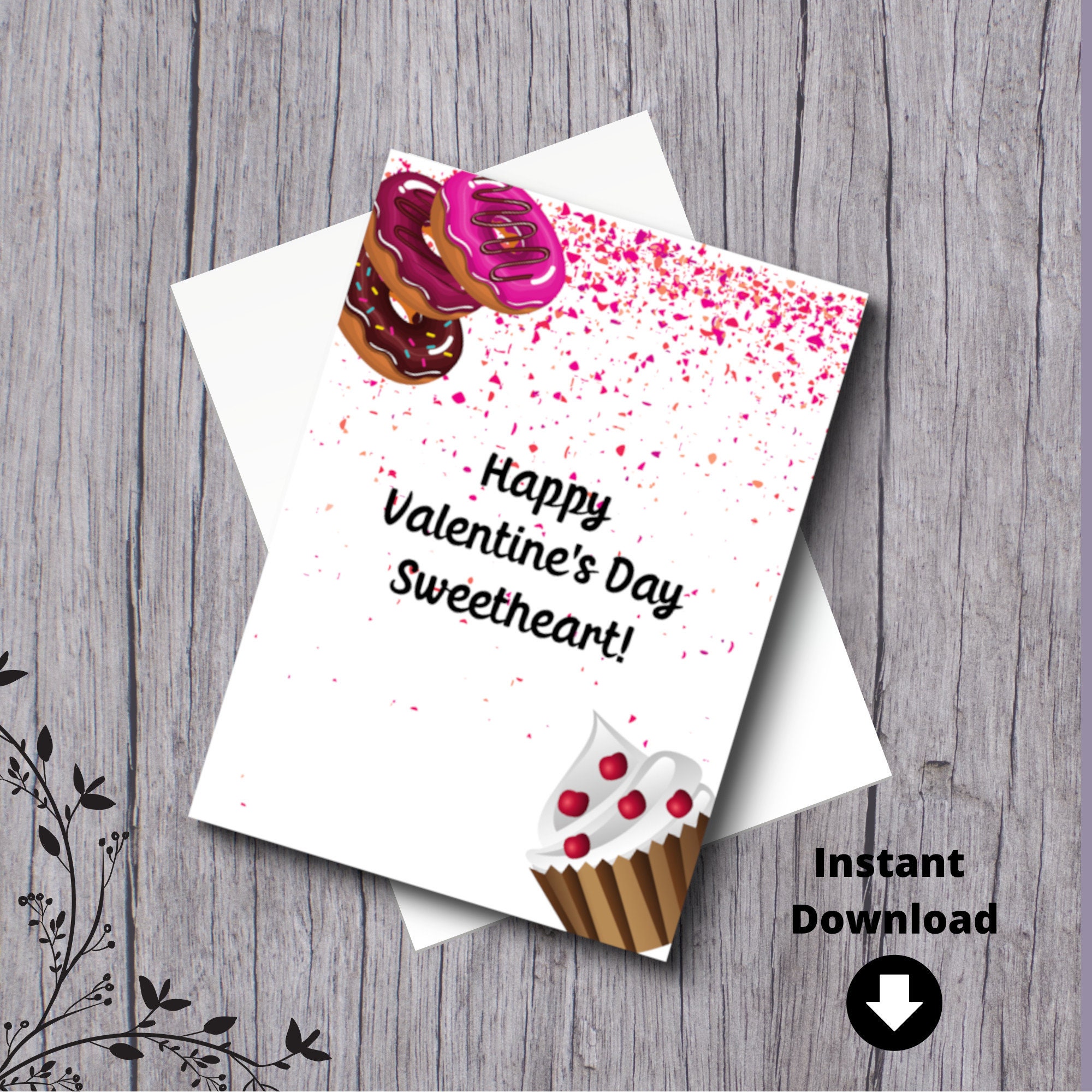 PRINTABLE Happy Valentine's Day Sweetheart Card 5x - Etsy