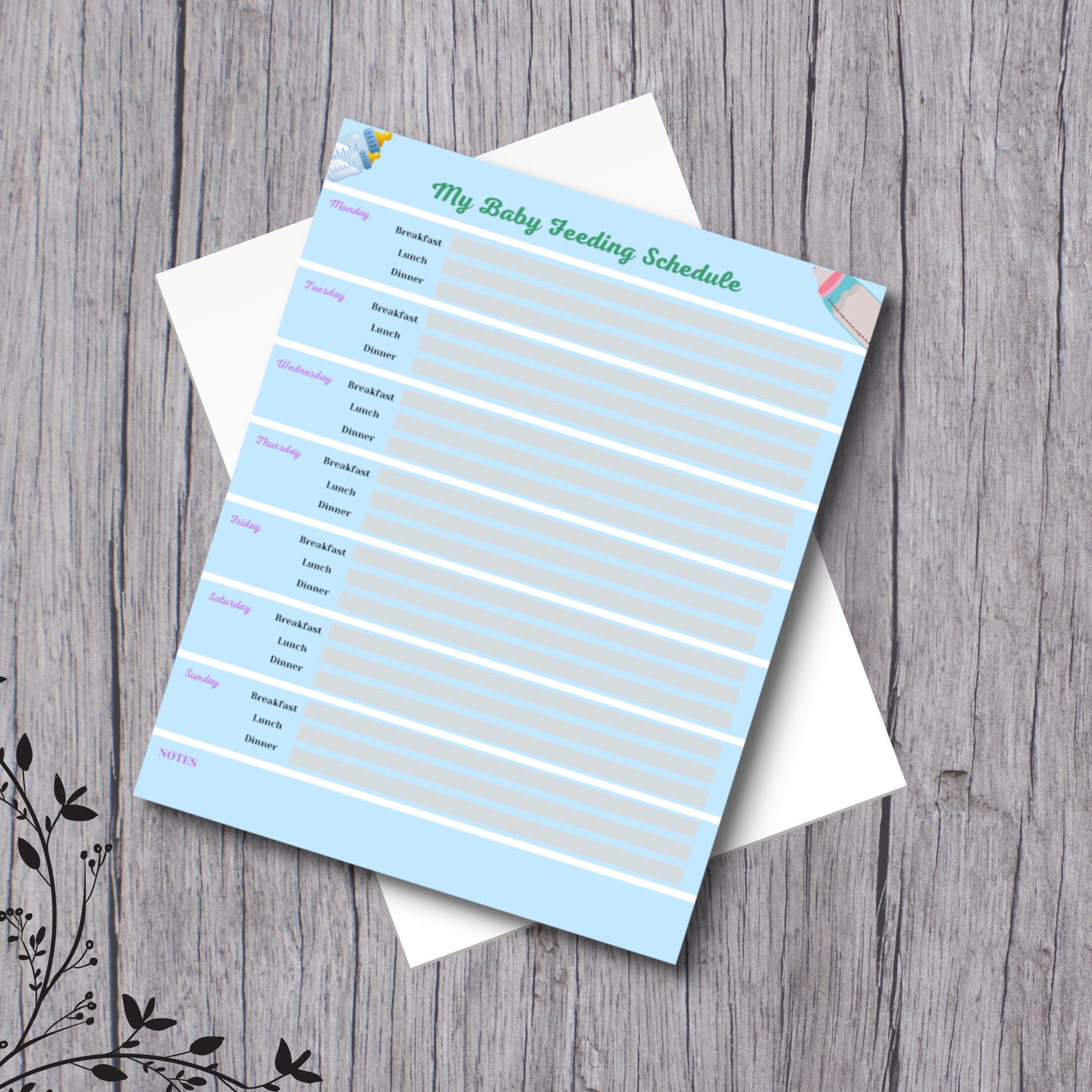 PRINTABLE My Baby Feeding Schedule, Feeding Tracker, Infant Log ...