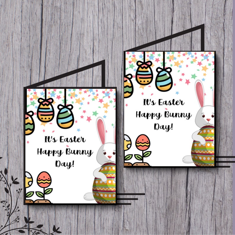 PRINTABLE 5x 7 It's Easter Happy Bunny Day Card, Easter Bunny Card ...