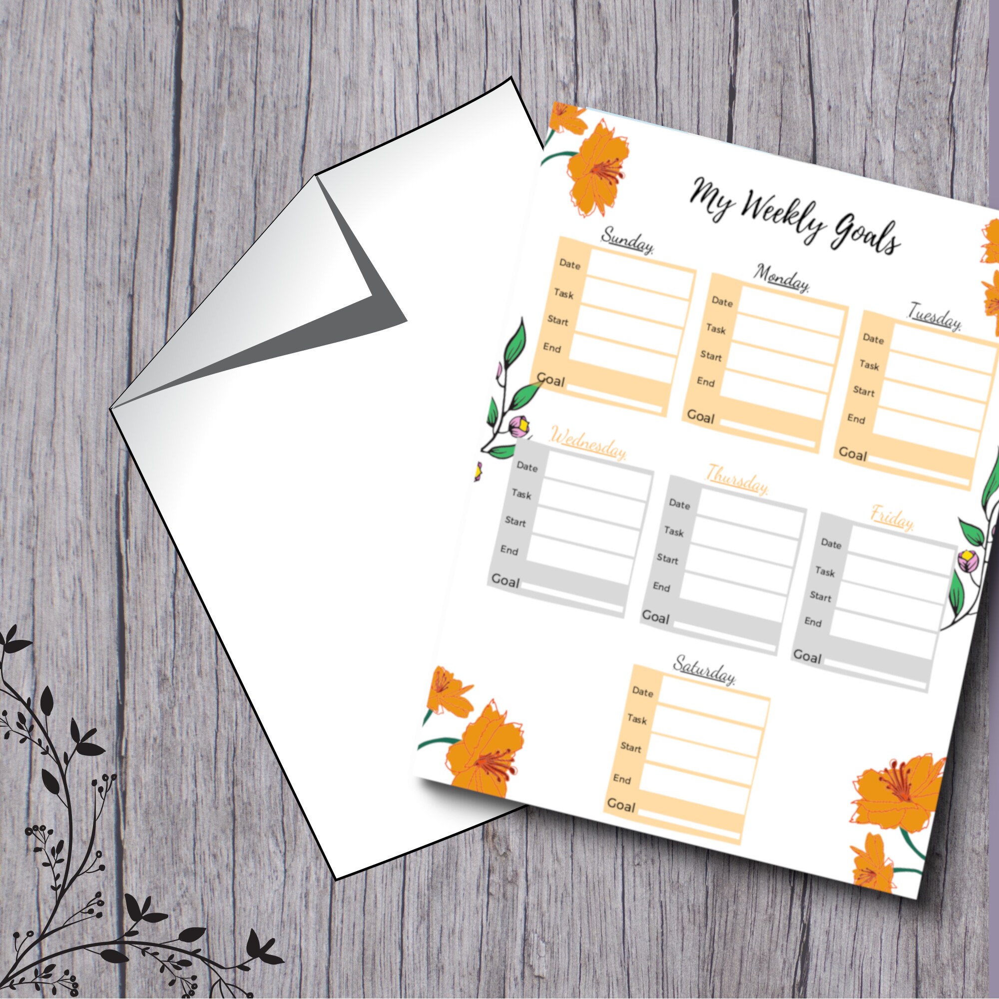PRINTABLE My Weekly Goals, Daily Agenda, Personal Goals, Action Planner ...