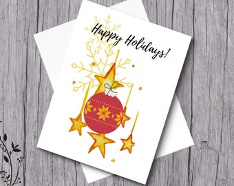 PRINTABLE Merry Christmas Card Happy Holidays Winter | Etsy