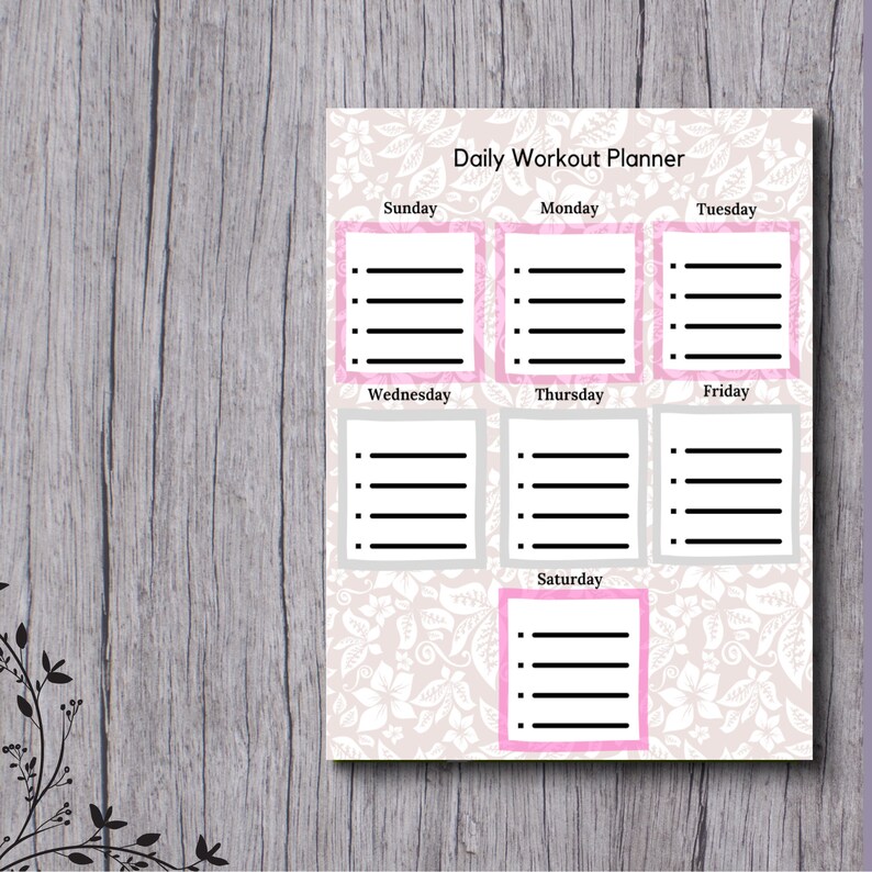 PRINTABLE Daily Workout Planner, Simple Exercise, Exercise Planner ...