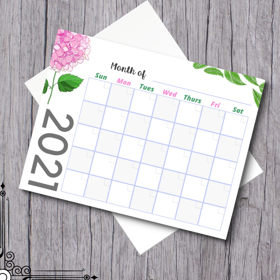 PRINTABLE 2021 Calendar 11x 8.5, Art Calendar, Wall Calendar ...