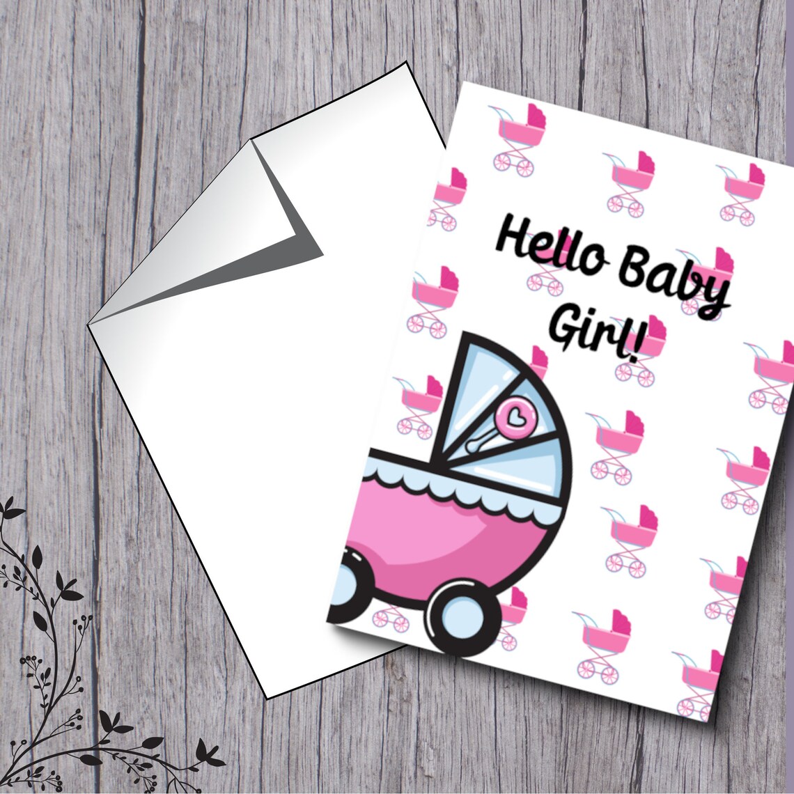 PRINTABLE Hello Baby Girl Card 5x 7, New Daughter Card, New Baby Girl ...