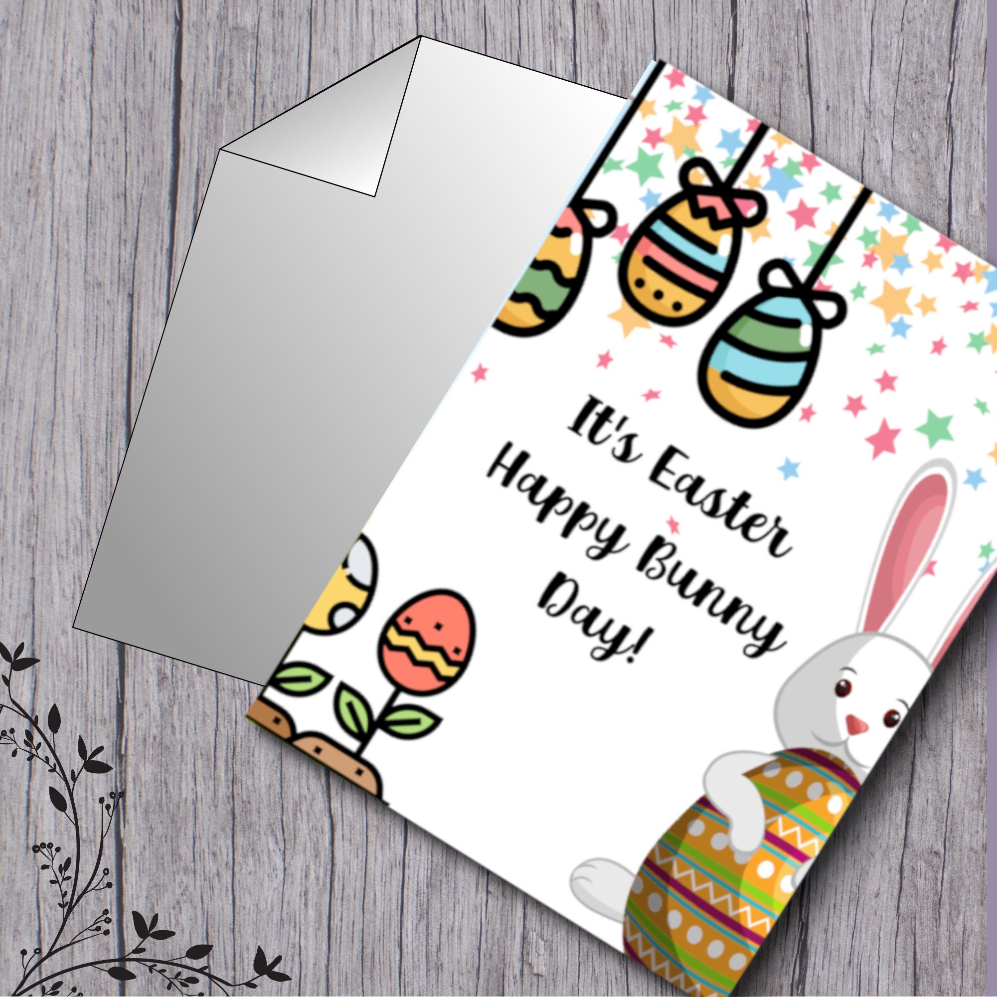 PRINTABLE 5x 7 It's Easter Happy Bunny Day Card, Easter Bunny Card ...