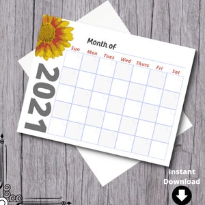 PRINTABLE 2021 Calendar 11x 8.5 Wall Calendar - Etsy