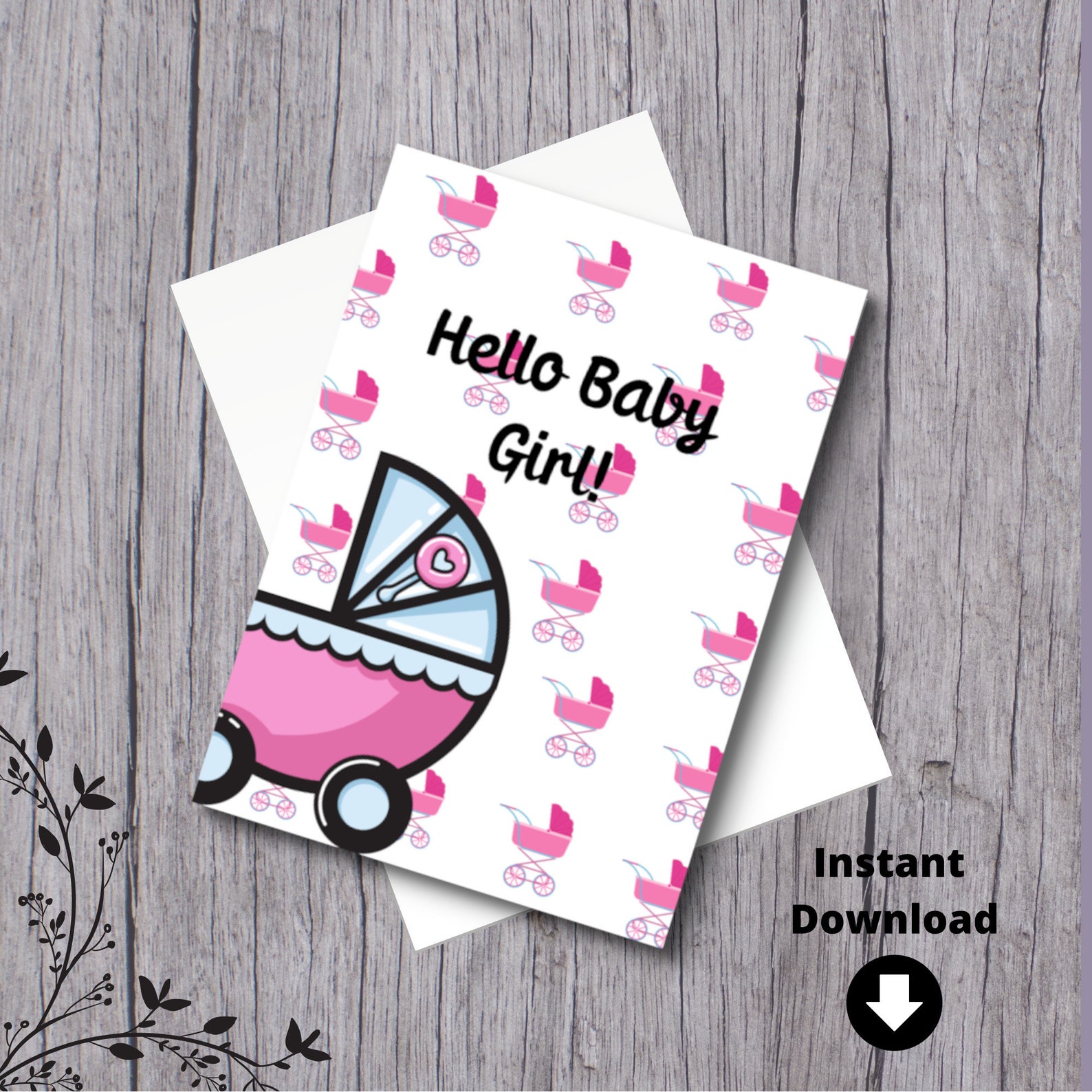 PRINTABLE Hello Baby Girl Card 5x 7, New Daughter Card, New Baby Girl ...