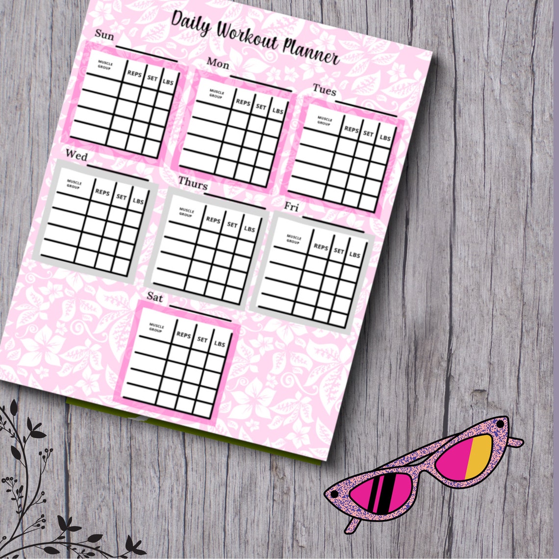 PRINTABLE Daily Workout Planner 8.5x 11, Health Tracker, Exercise ...