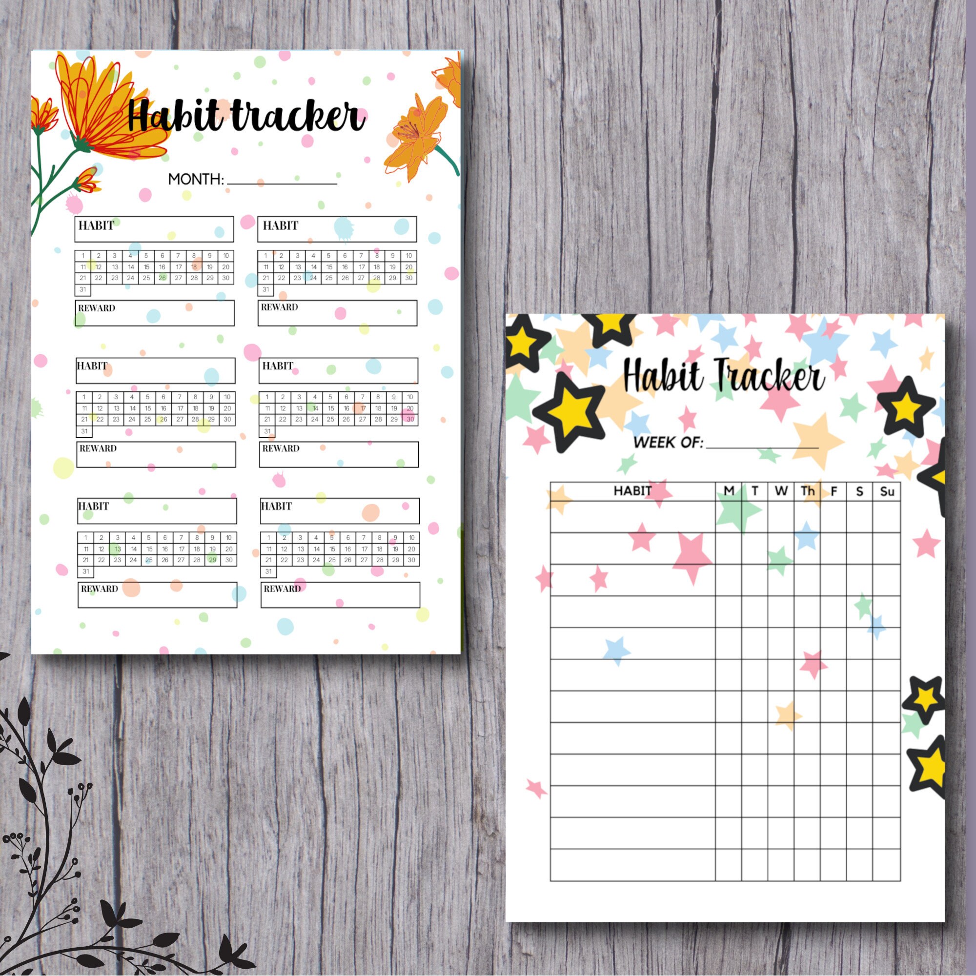 PRINTABLE Habit Tracker Bundle 8.5x 11, A4, Habit Journal, Monthly ...
