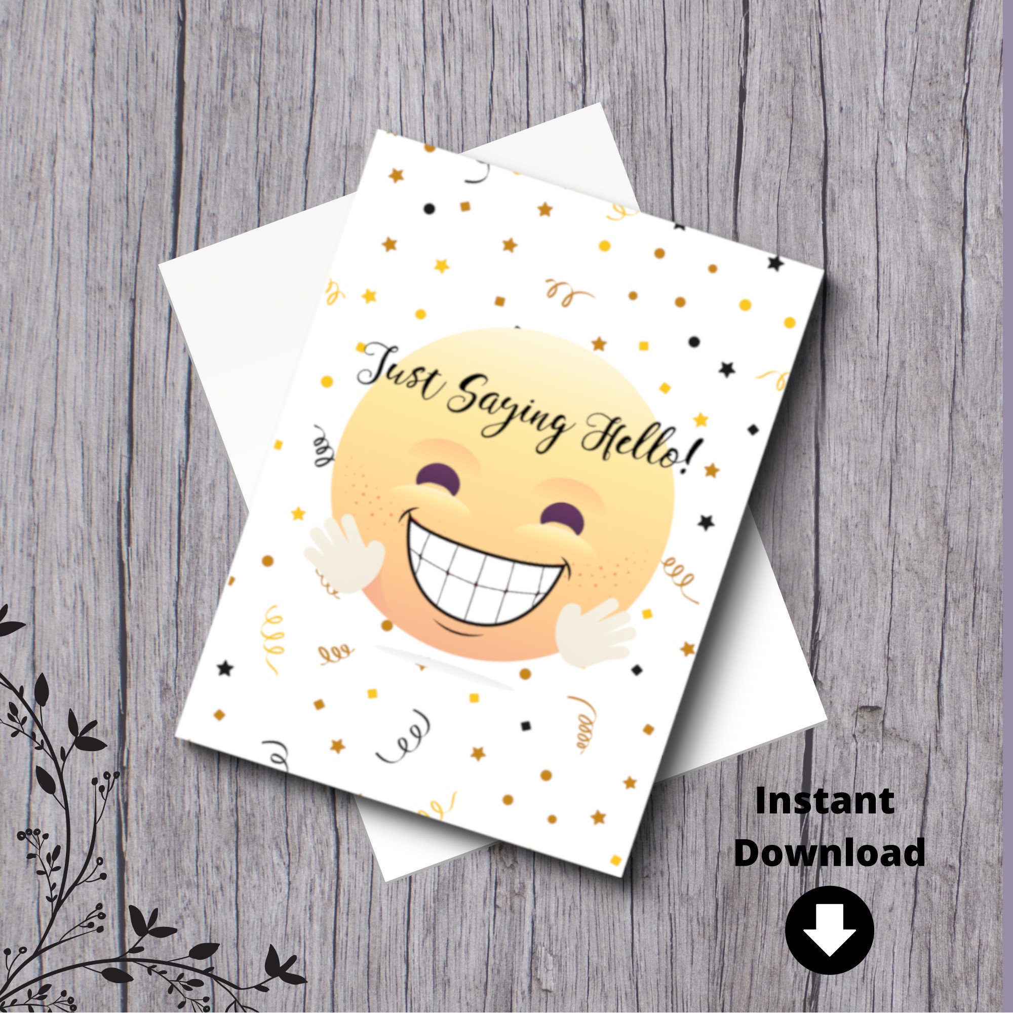 PRINTABLE 5x 7 Just Saying Hello Card, Social Distance Hug Card, Best ...