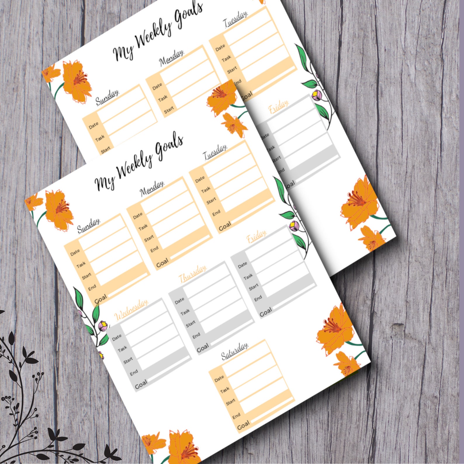 PRINTABLE My Weekly Goals, Daily Agenda, Personal Goals, Action Planner ...