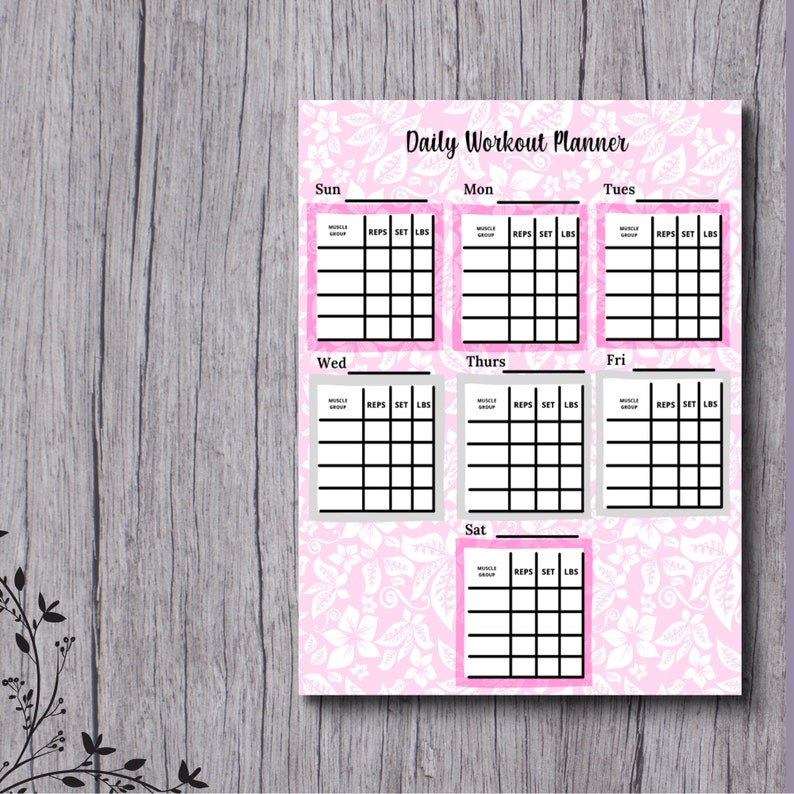PRINTABLE Daily Workout Planner 8.5x 11, Health Tracker, Exercise ...