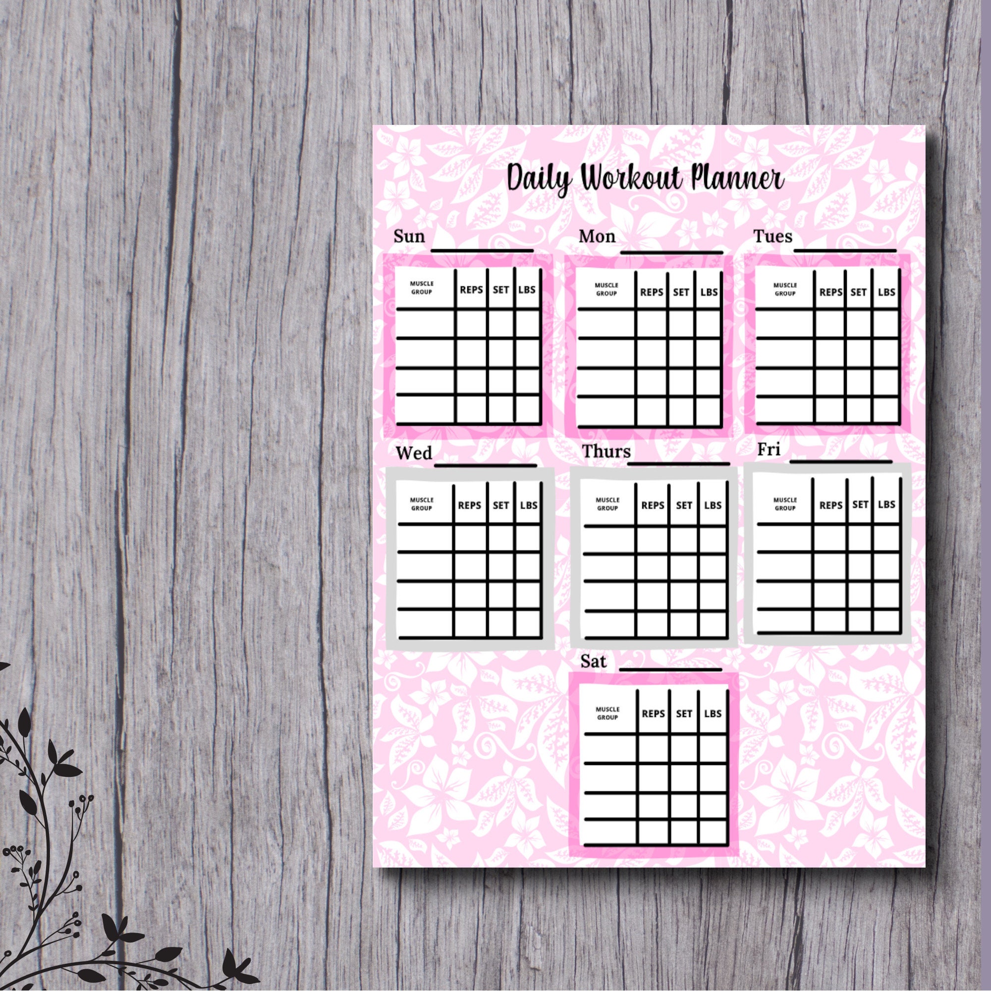 PRINTABLE Daily Workout Planner 8.5x 11, Health Tracker, Exercise ...