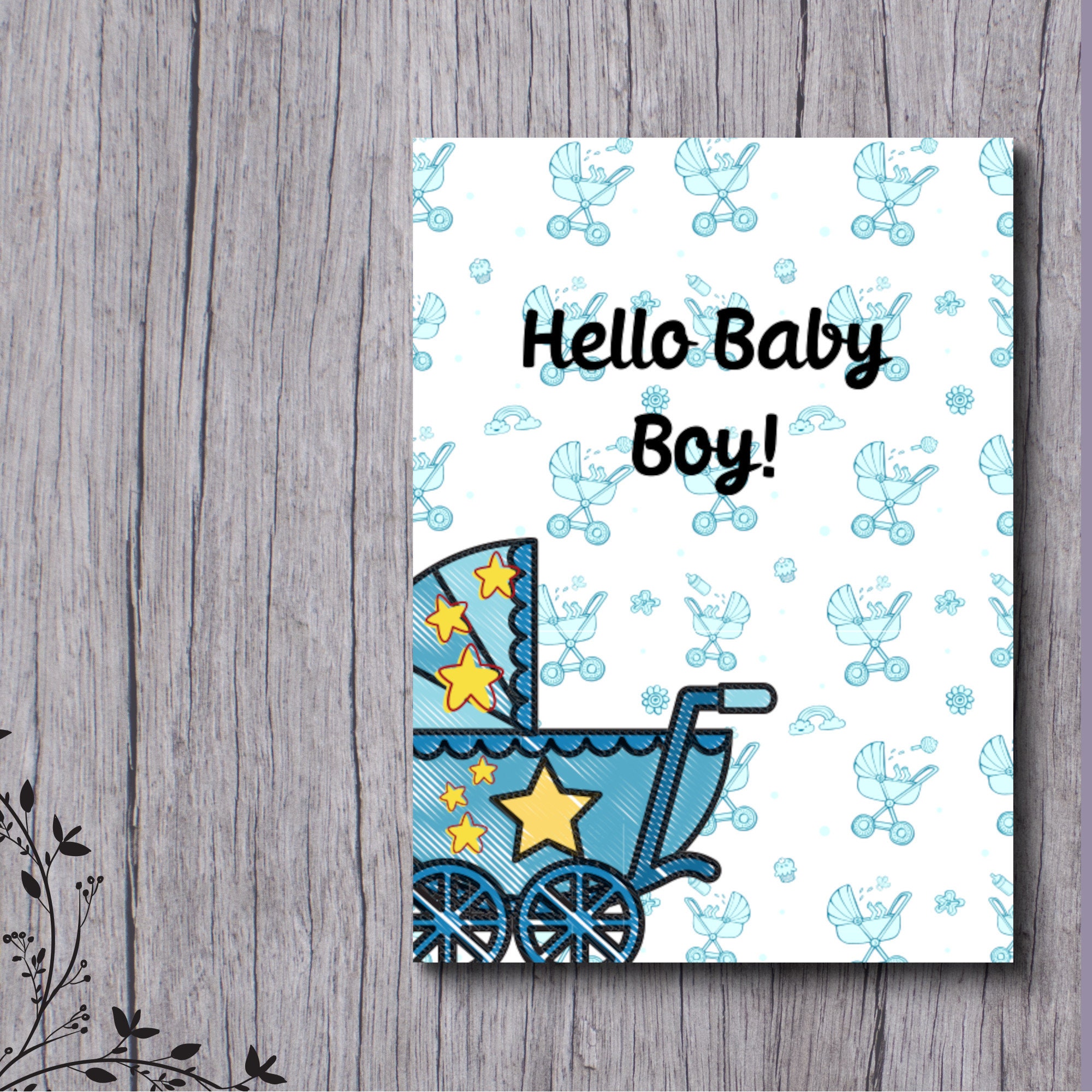 DRUCKBARE Hallo Baby Boy Karte 5 x 7, Neue Ankunftskarte, Neue ...